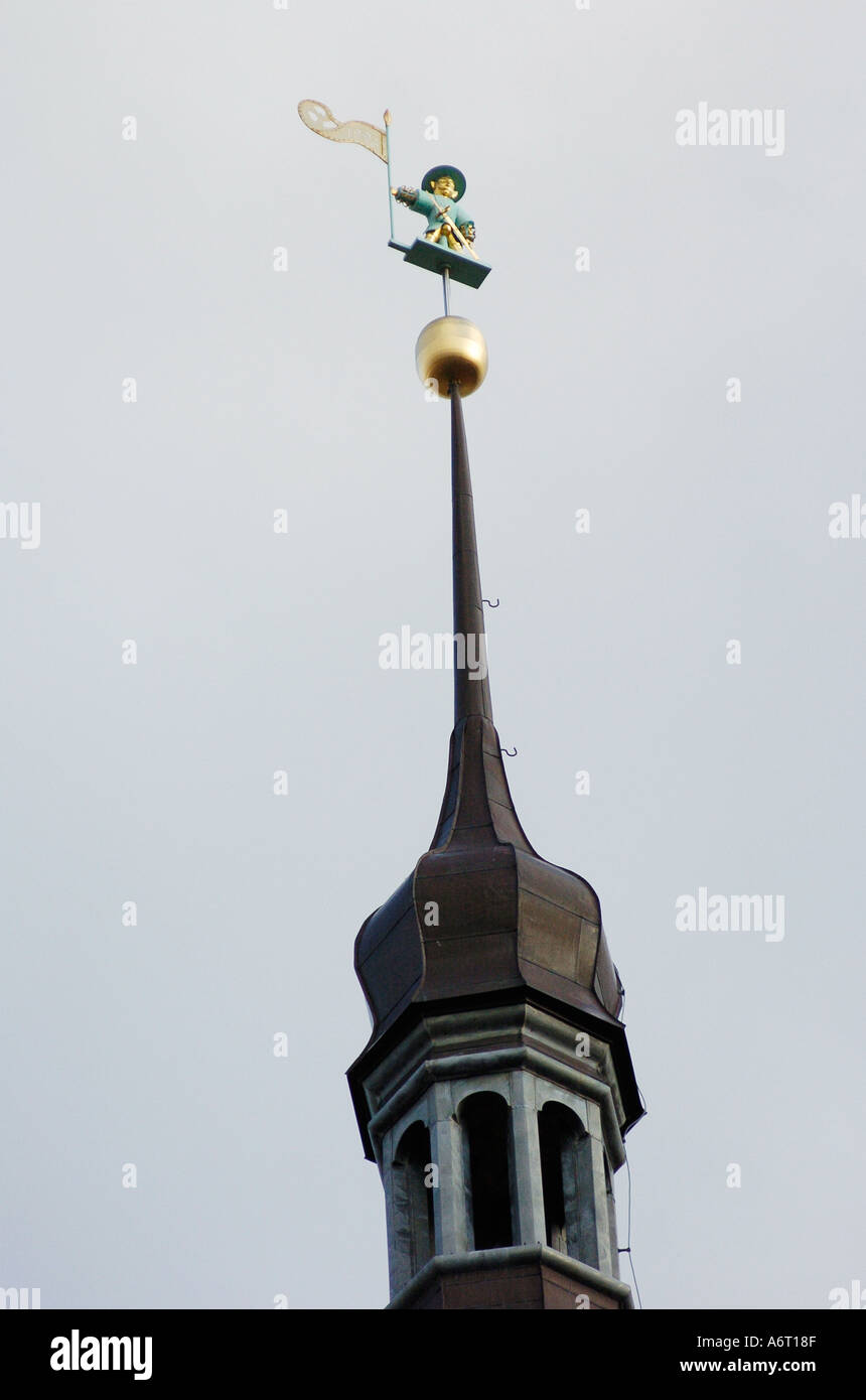 Old Toomas vane on top of Townhall spire in Tallinn Estonia Stock Photo ...