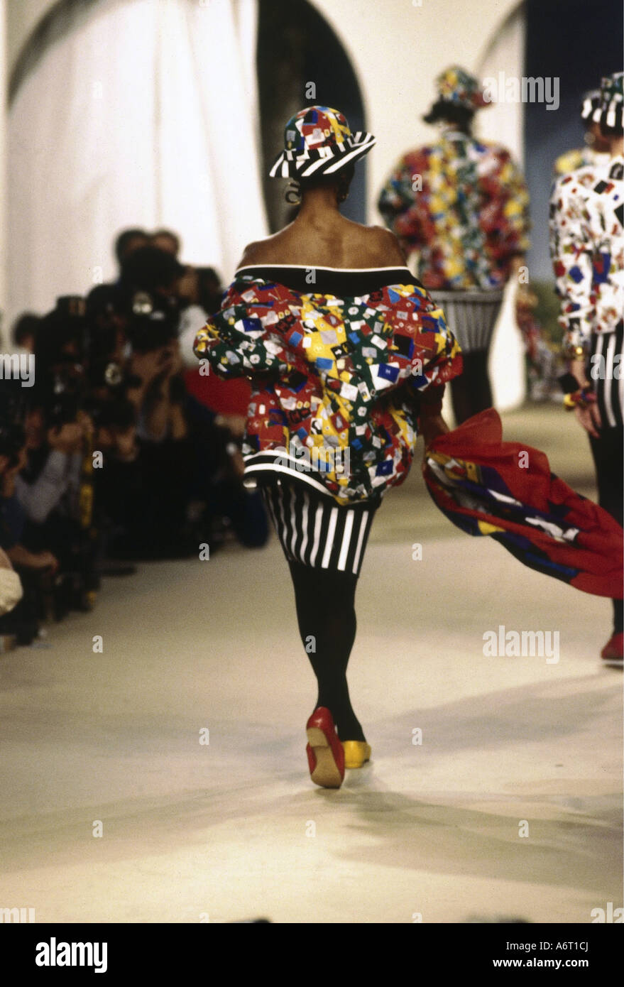 fashion, 1980s, mannequin, full length, wearing blouson, catwalk ...