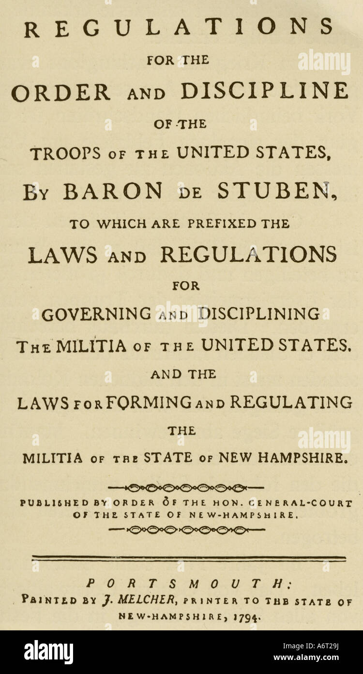 military, USA, regulations for the militia of New Hampshire based on ...