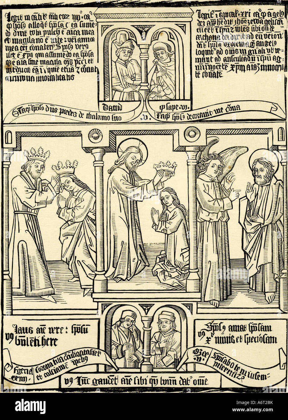 religion, Bible, biblia pauperum, page from a Latin volume, 15th ...