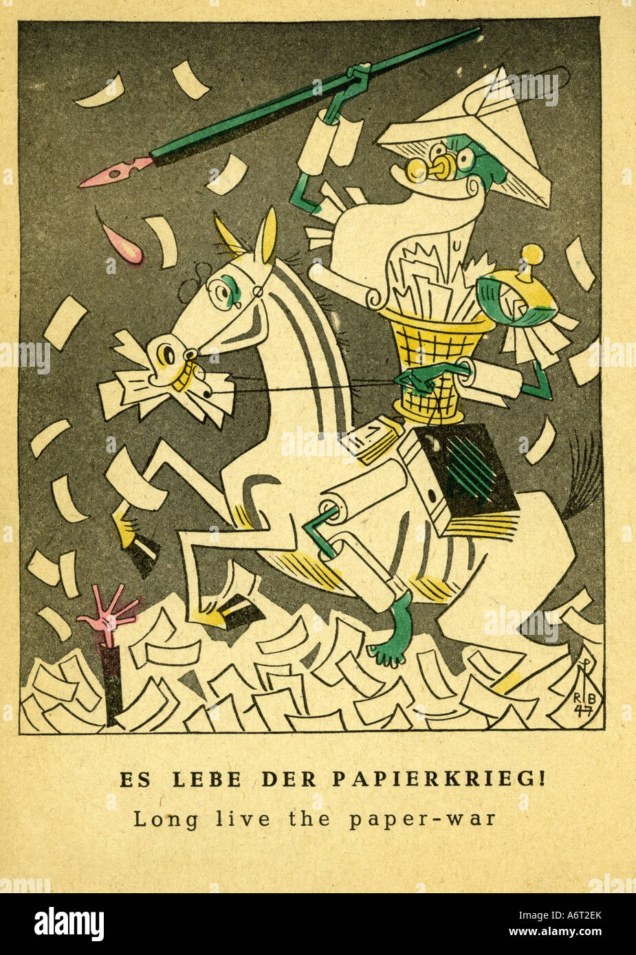 events, post war era, Germany, caricature, "long live the paper-war ...