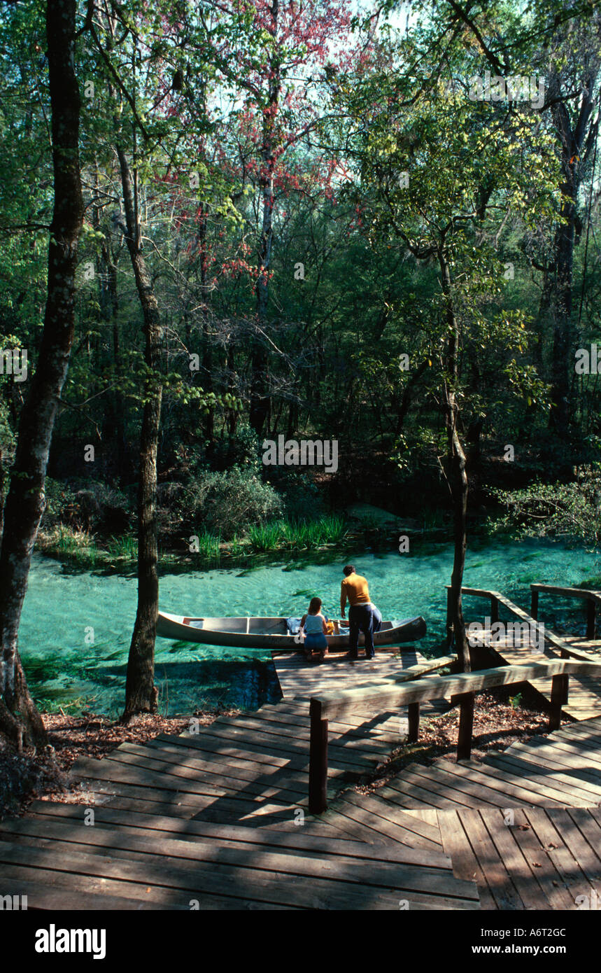 Canoeing Ichetucknee Springs State Park Blue Hole Spring Florida Stock ...