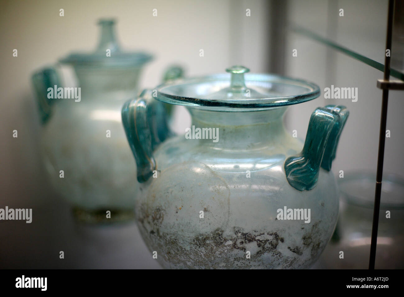 Unique roman glass jars on display at the National Museum in Tripoli ...