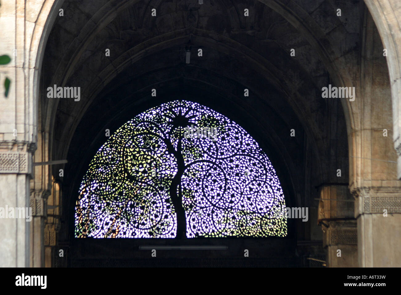 Exquistely carved 'tree of life' screen in the Sidi Sayed Mosque ...