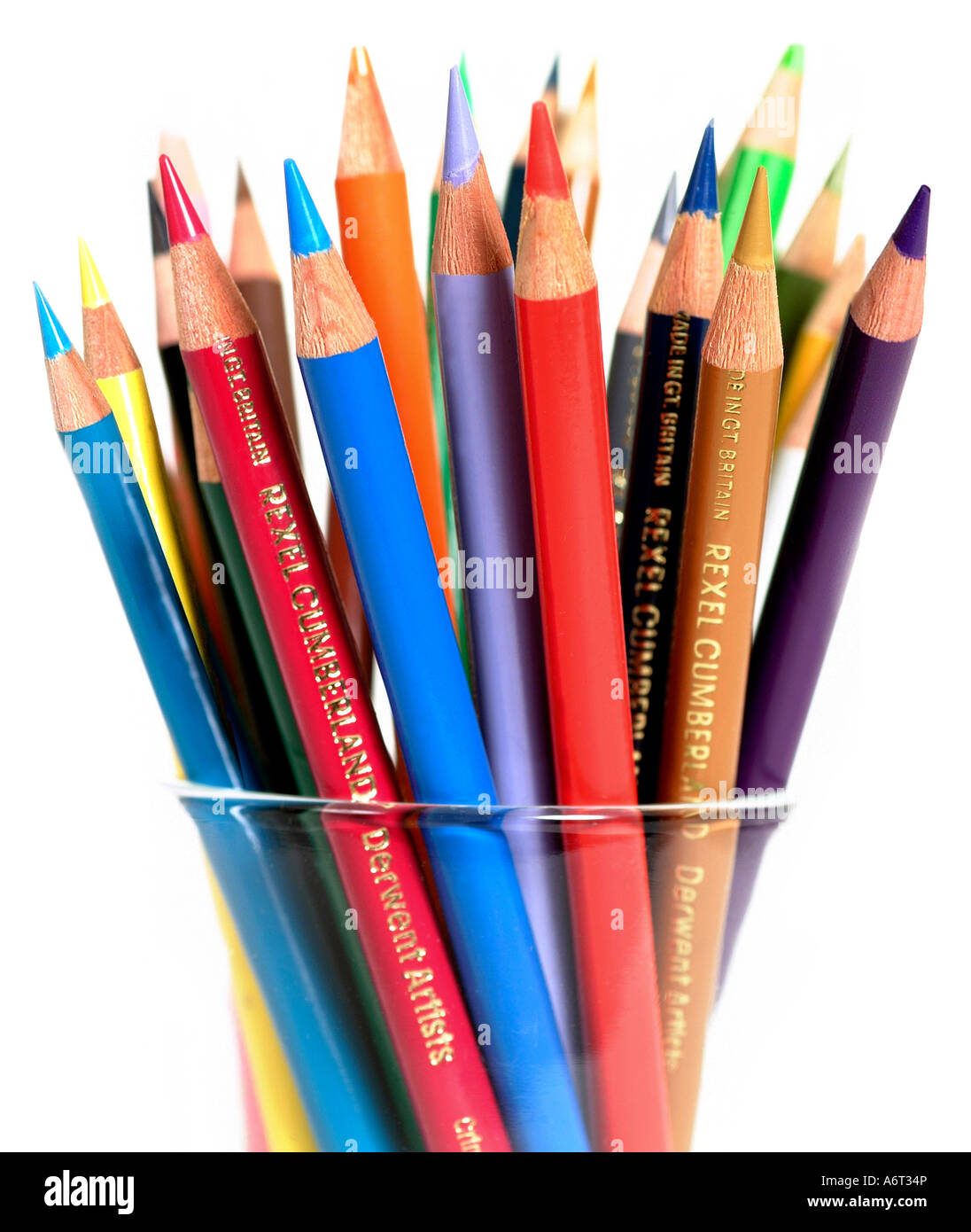 Coloured pencils in a glass Stock Photo - Alamy