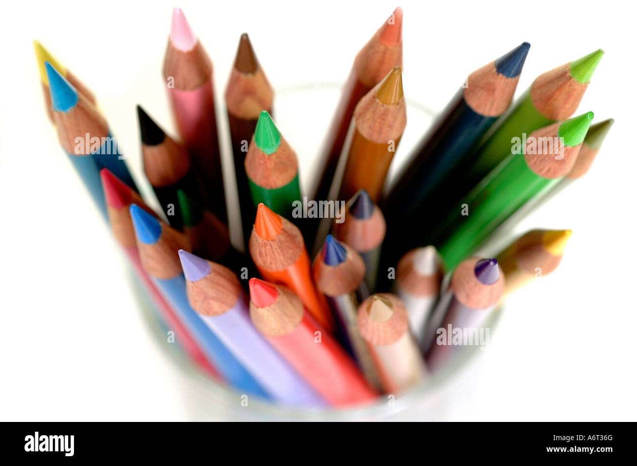 Coloured pencils in a glass Stock Photo - Alamy