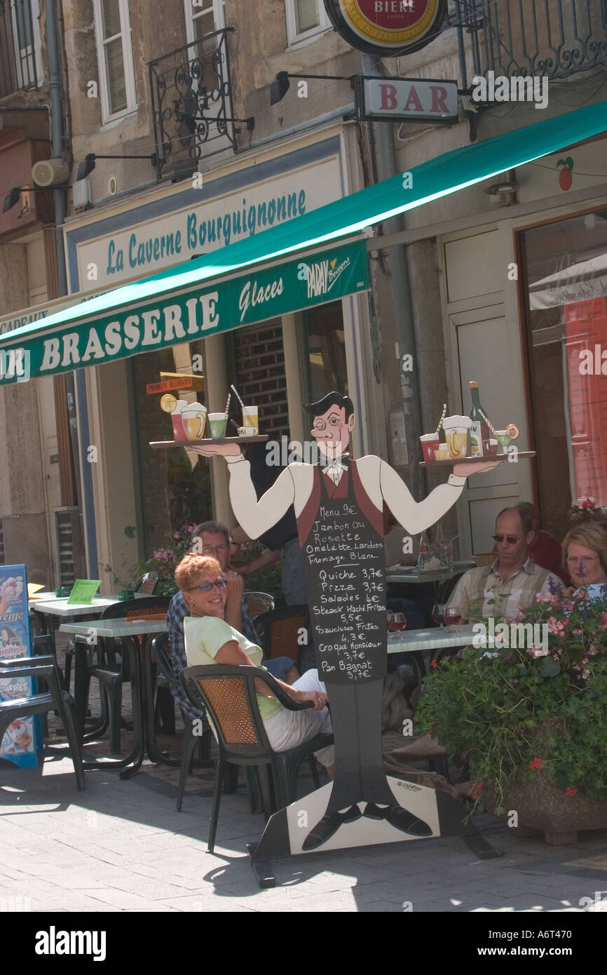 Waiter menu board outside cafe in Autun Burgogne France Stock Photo - Alamy