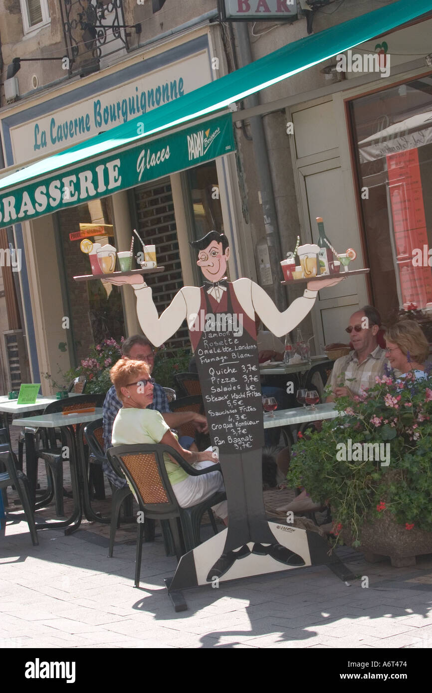 Waiter menu board outside cafe in Autun Burgogne France Stock Photo - Alamy