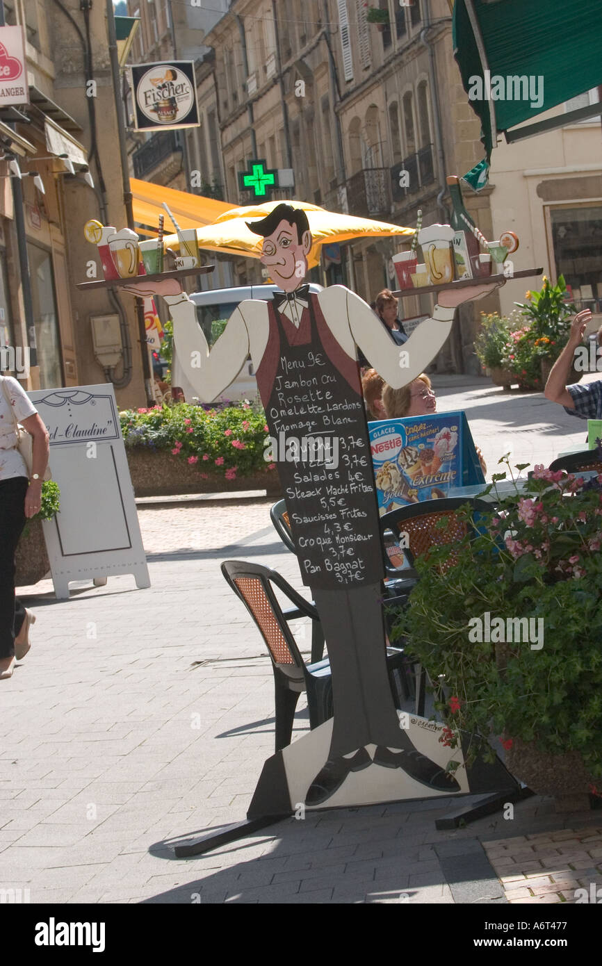 Waiter menu board outside cafe in Autun Burgogne France Stock Photo - Alamy