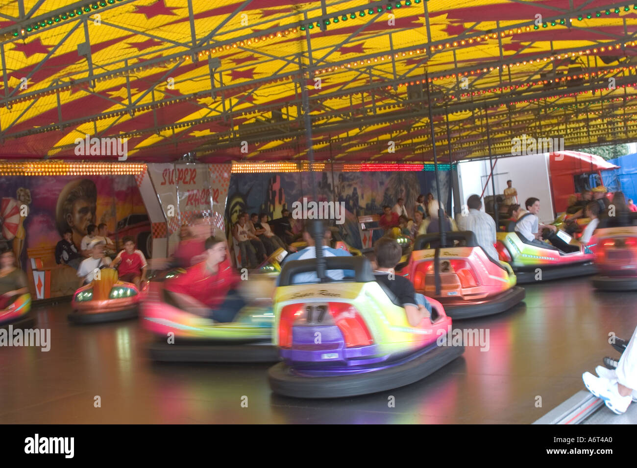Funfair Bumper cars in Autun Burgandy france Stock Photo - Alamy