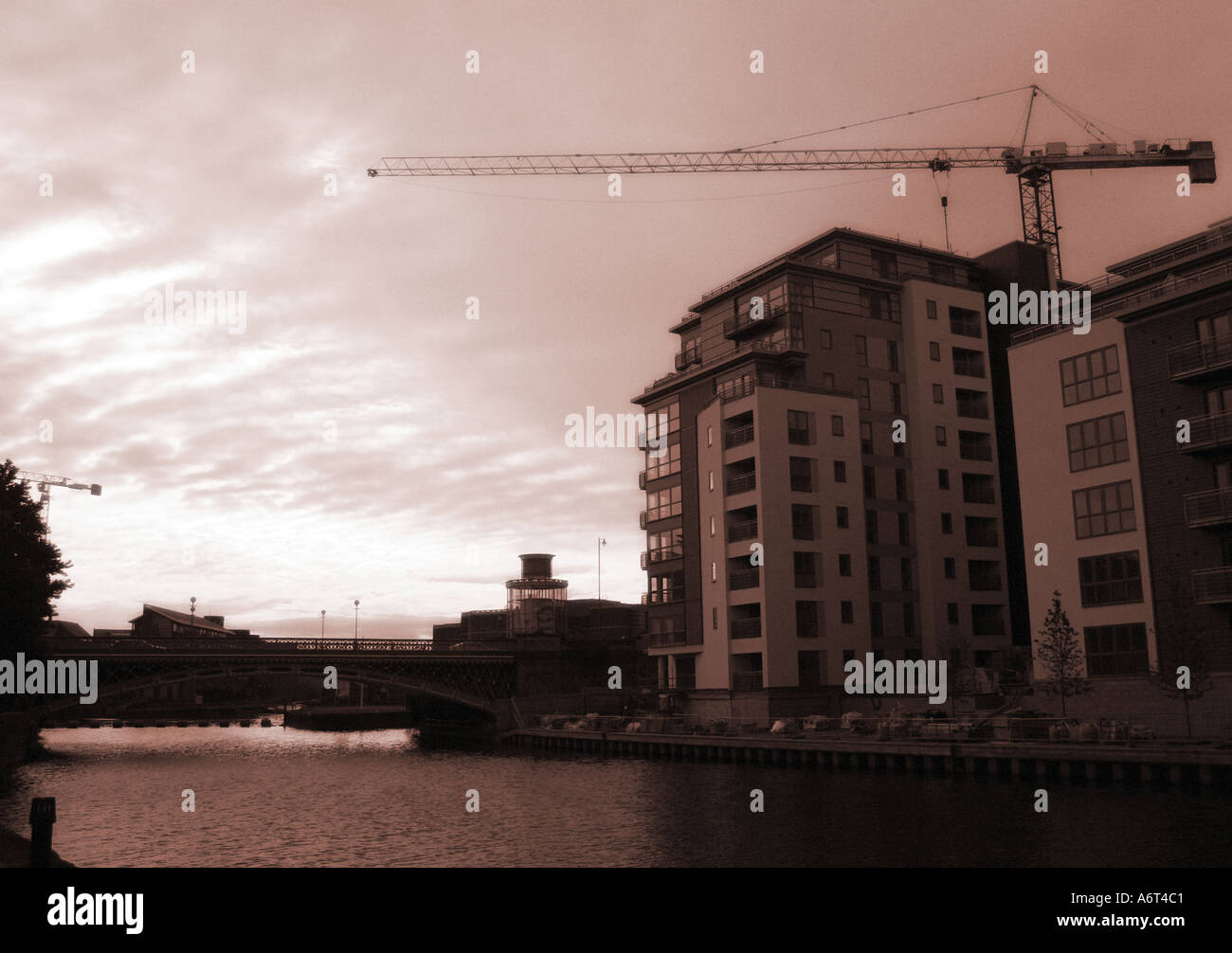 New construction modern development and growth in Leeds on the banks of ...