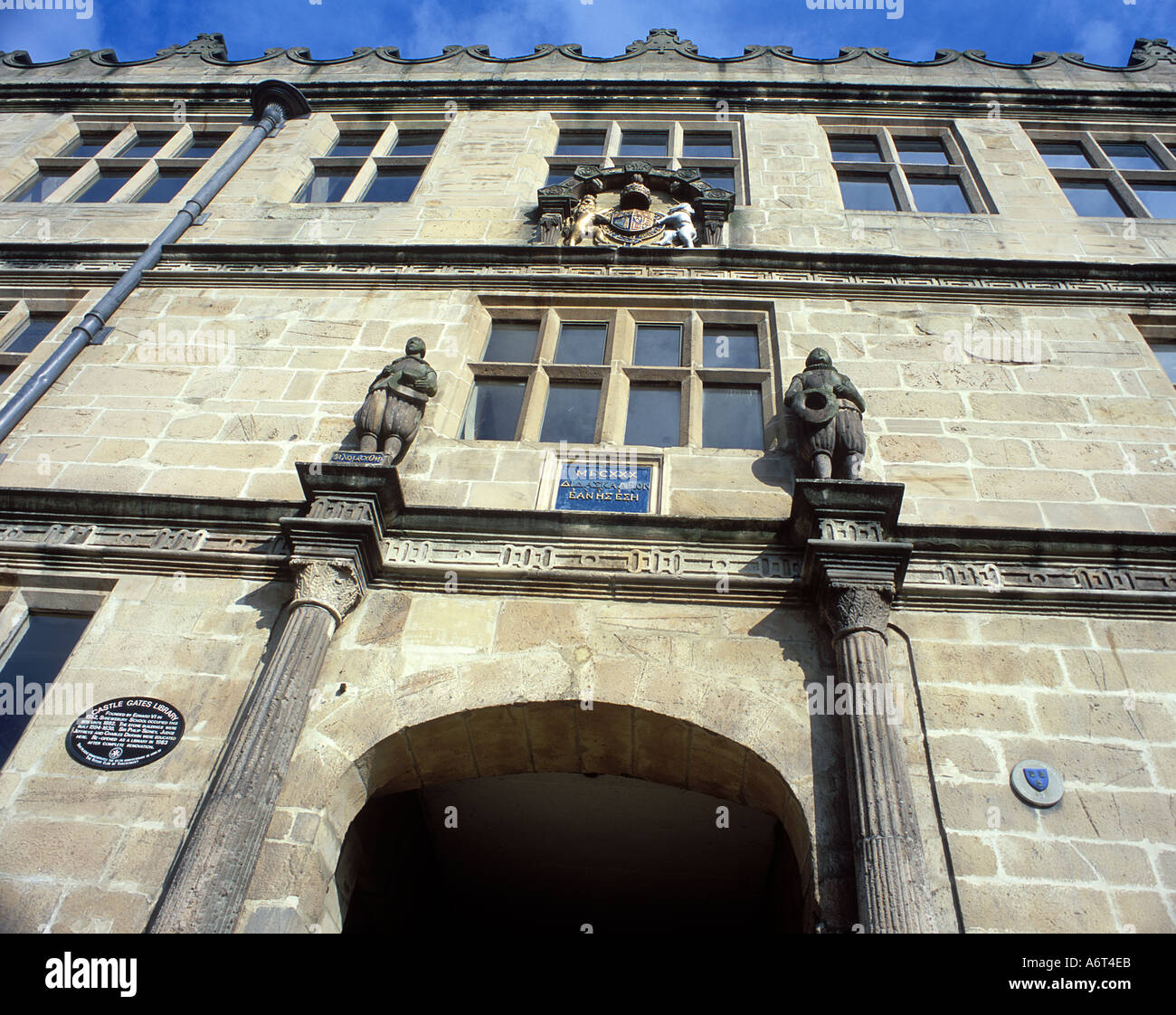 Facade to the historic Shrewsbury Library former Grammar School ...