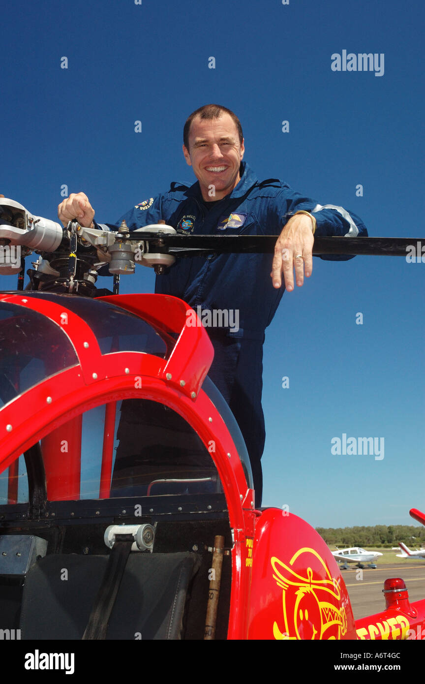 chopper pilot performing pre flight checks Stock Photo - Alamy