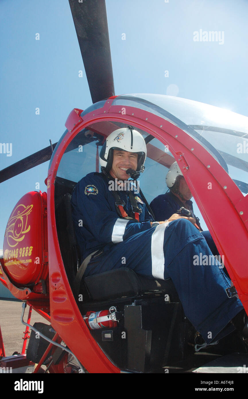 Pilot and Co copilot in small cattle muster chopper Queensland ...