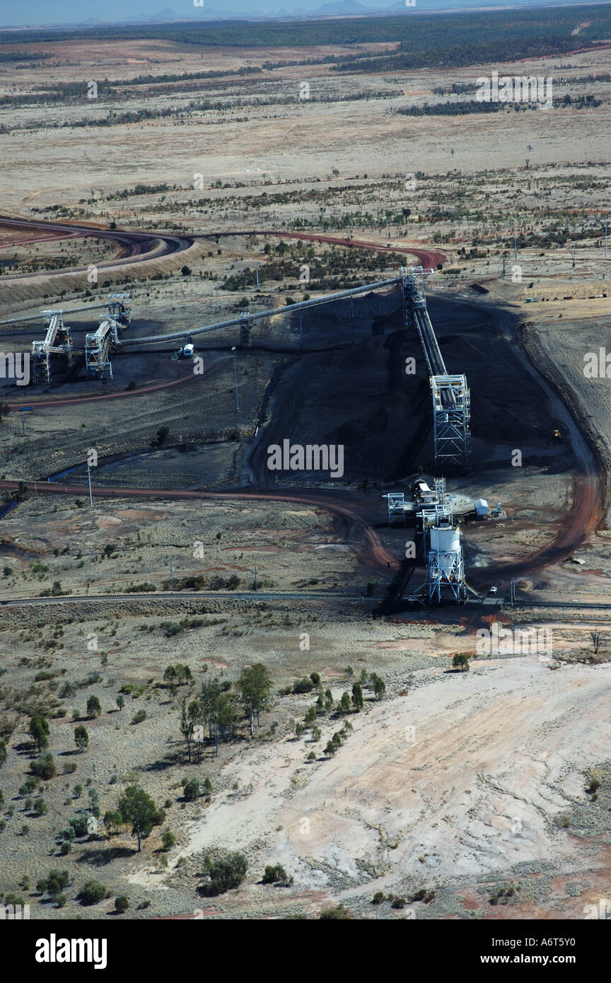 aerial view of Central Queensland coal mine processing and loading ...