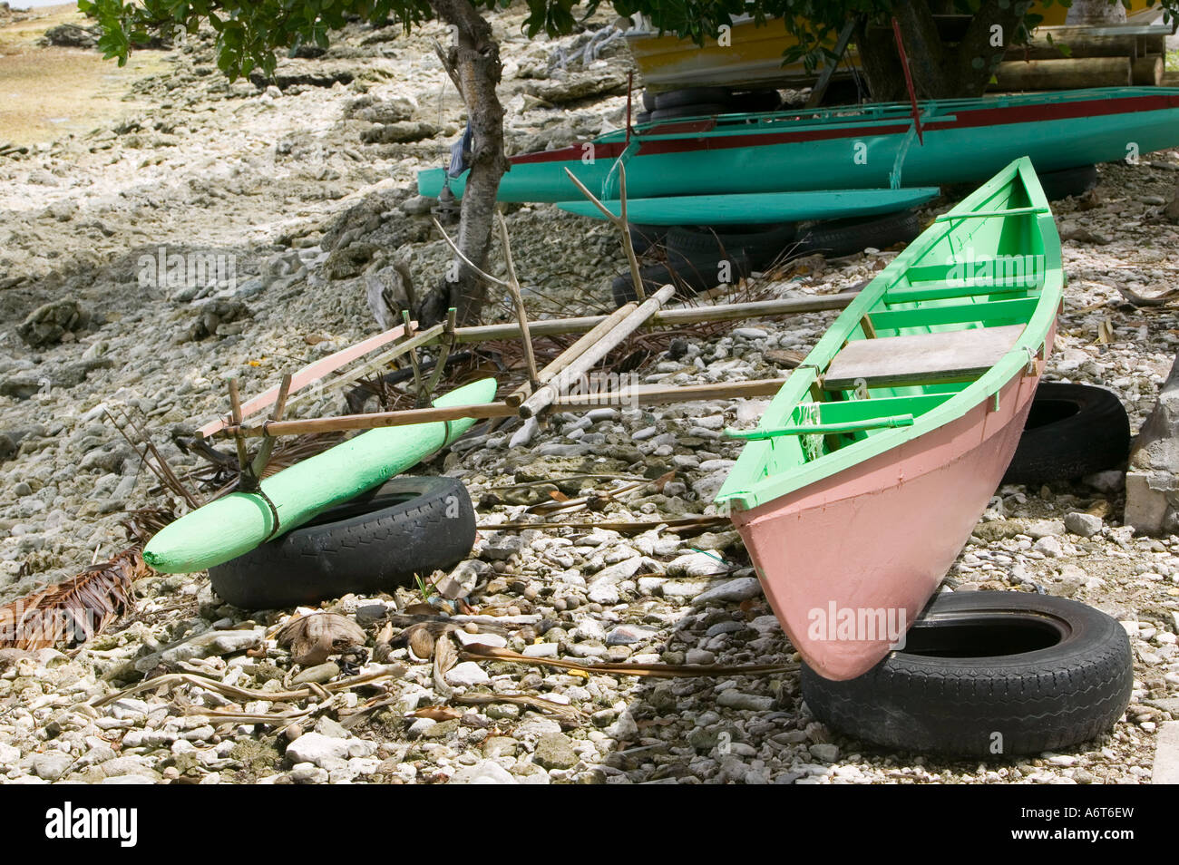 Traditional fishing boat, canoes on Funafuti, Tuvalu Stock Photo - Alamy