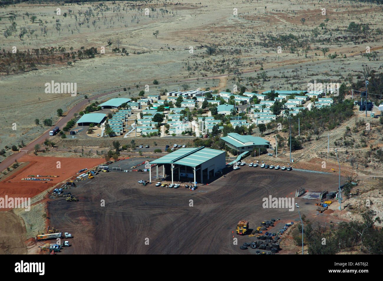 Huge maintenance shed and mine accommodation section of Mining camp ...