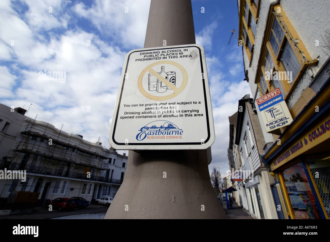 'Drinking Alcohol In Public Places Prohibited' Sign, Eastbourne, UK ...