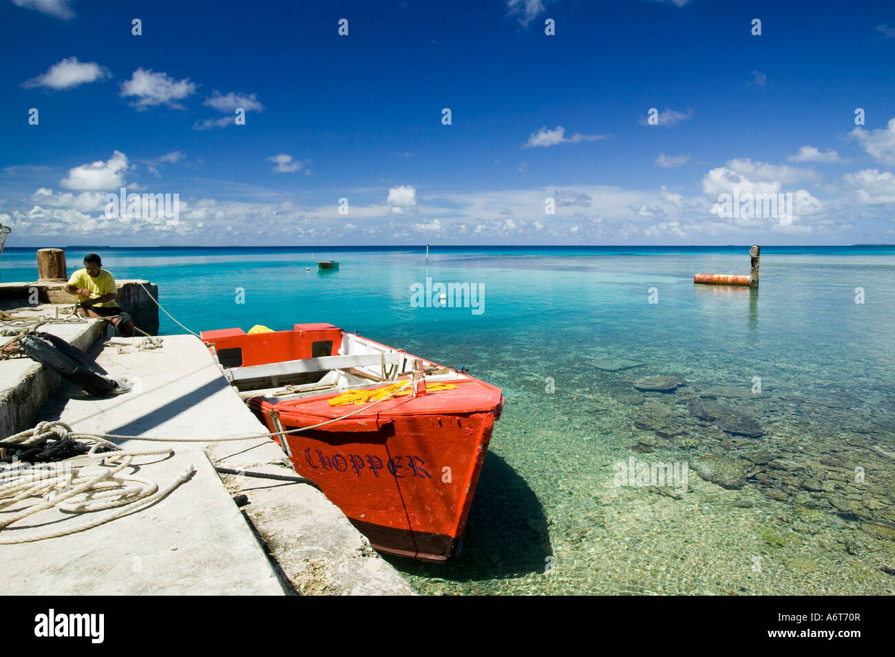 A boat on a jetty at Funafuti, Tuvalu Stock Photo - Alamy