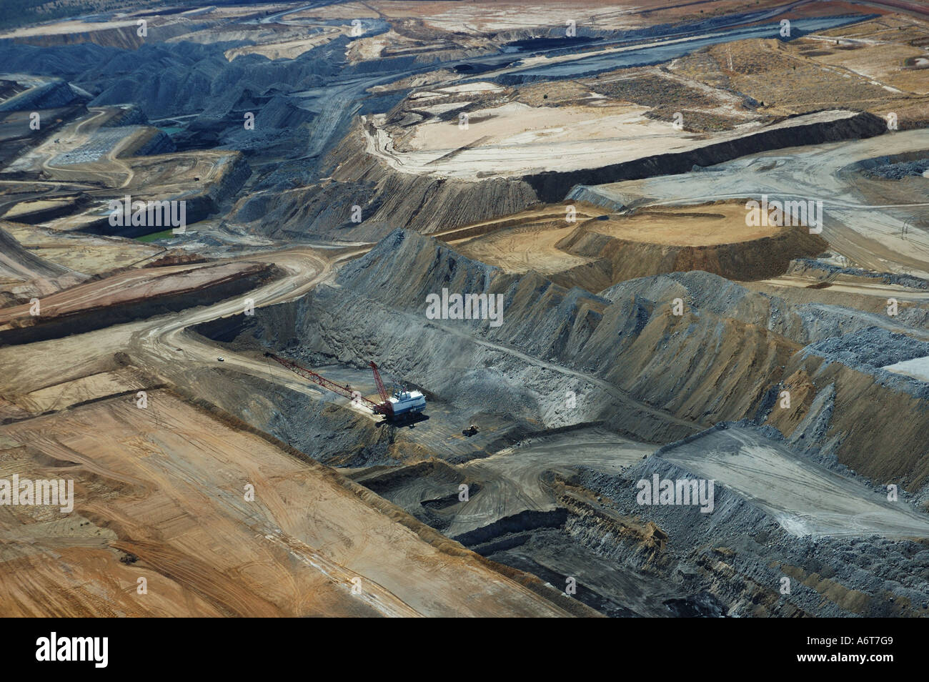 Aerial view open cut coal mine Central Queensland coal basin Stock ...