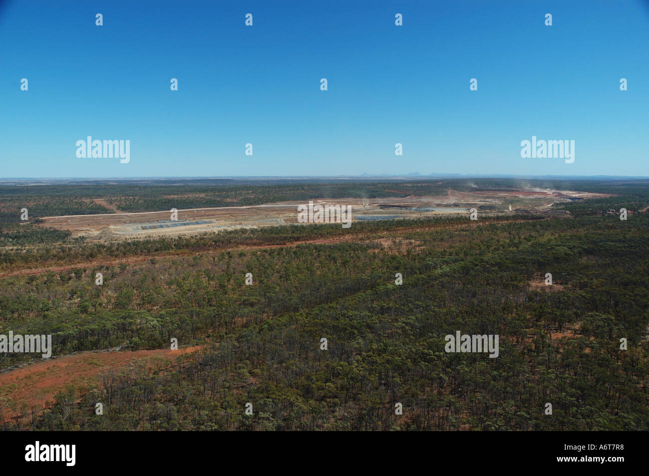 Aerial view of drag line at Central Queensland coal mine Australia ...