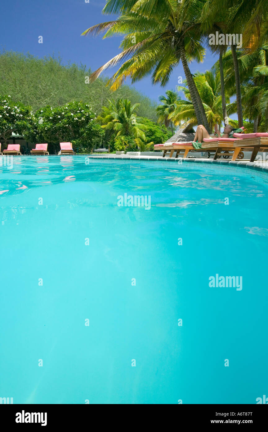 lounging by the pool on Walu Beach resort, Malolo Island, Mananucas ...