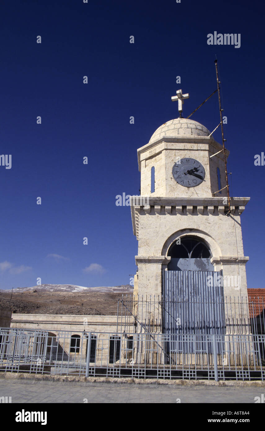 Syria Seydnaya Convent Church Tower And The Anti Lebanon Mountain Range ...