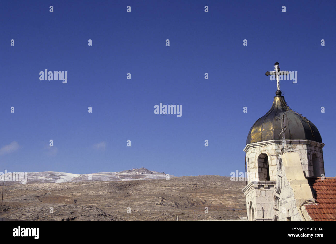 Syria Seydnaya Convent Church Tower And The Anti Lebanon Mountain Range ...