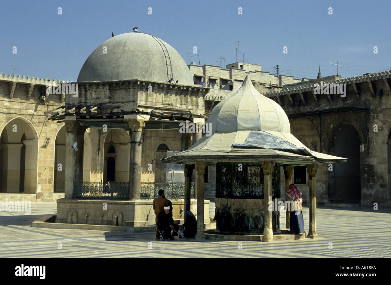 Aleppo, Syria - men inside The Great Mosque Courtyard Stock Photo - Alamy