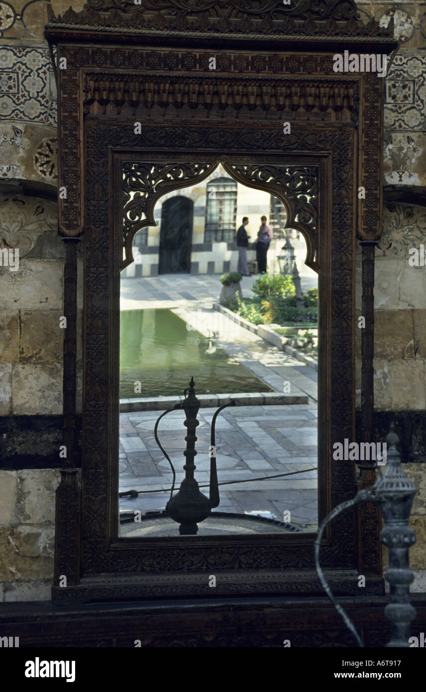 Mirror reflecting the courtyard of Azm Palace, Damascus, Syria Stock ...