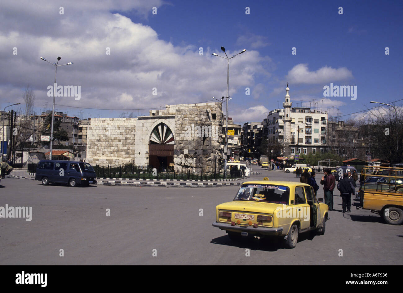 Traffic at a roundabout of Bab Tuma, a borough in the old city of ...