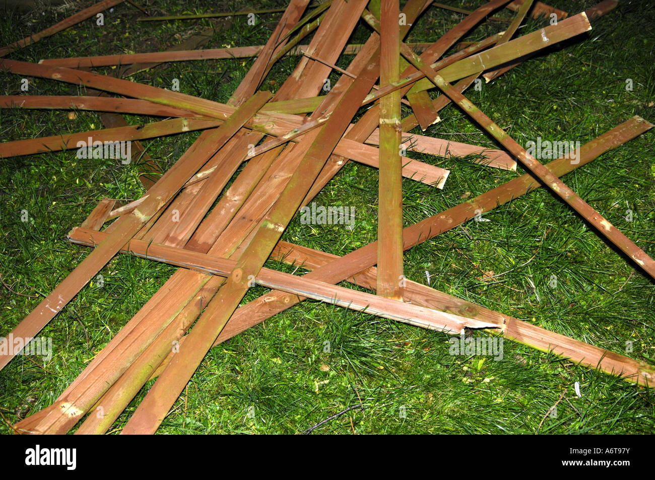 wooden fence storm damage night dark darkness natural nature disaster ...