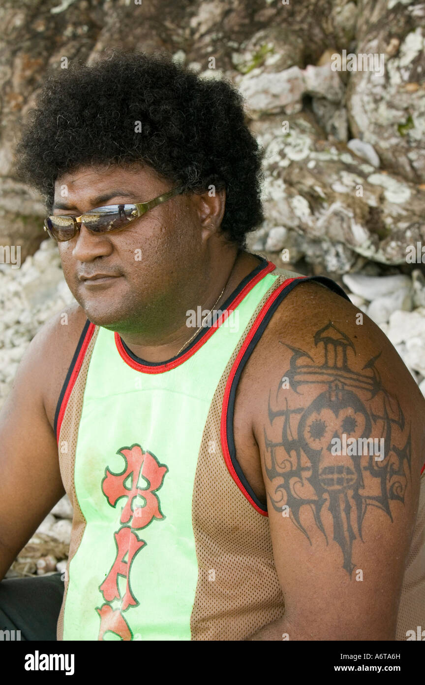 A Tuvaluan seaman with tatoos on Funafuti island Stock Photo - Alamy