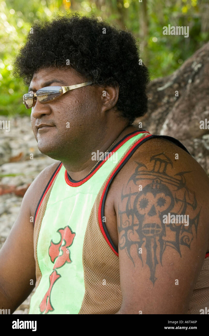 A Tuvaluan seaman with tatoos on Funafuti island Stock Photo - Alamy