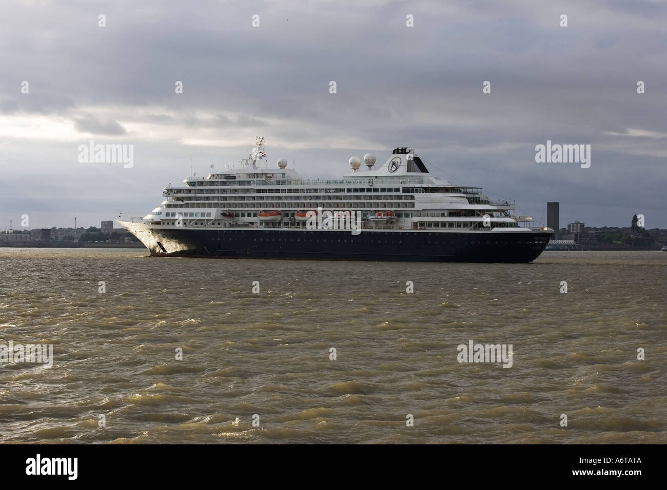 Holland America Line Prinsendam Rotterdam on her way out to sea sails ...