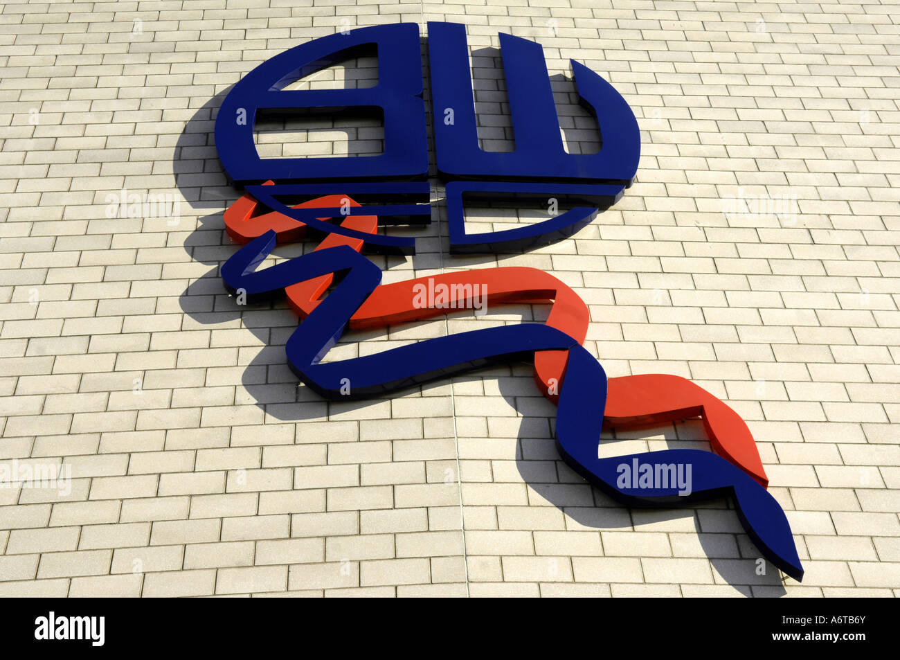 BW logo symbol club blue white red sign wall bricks bolton wanderers ...