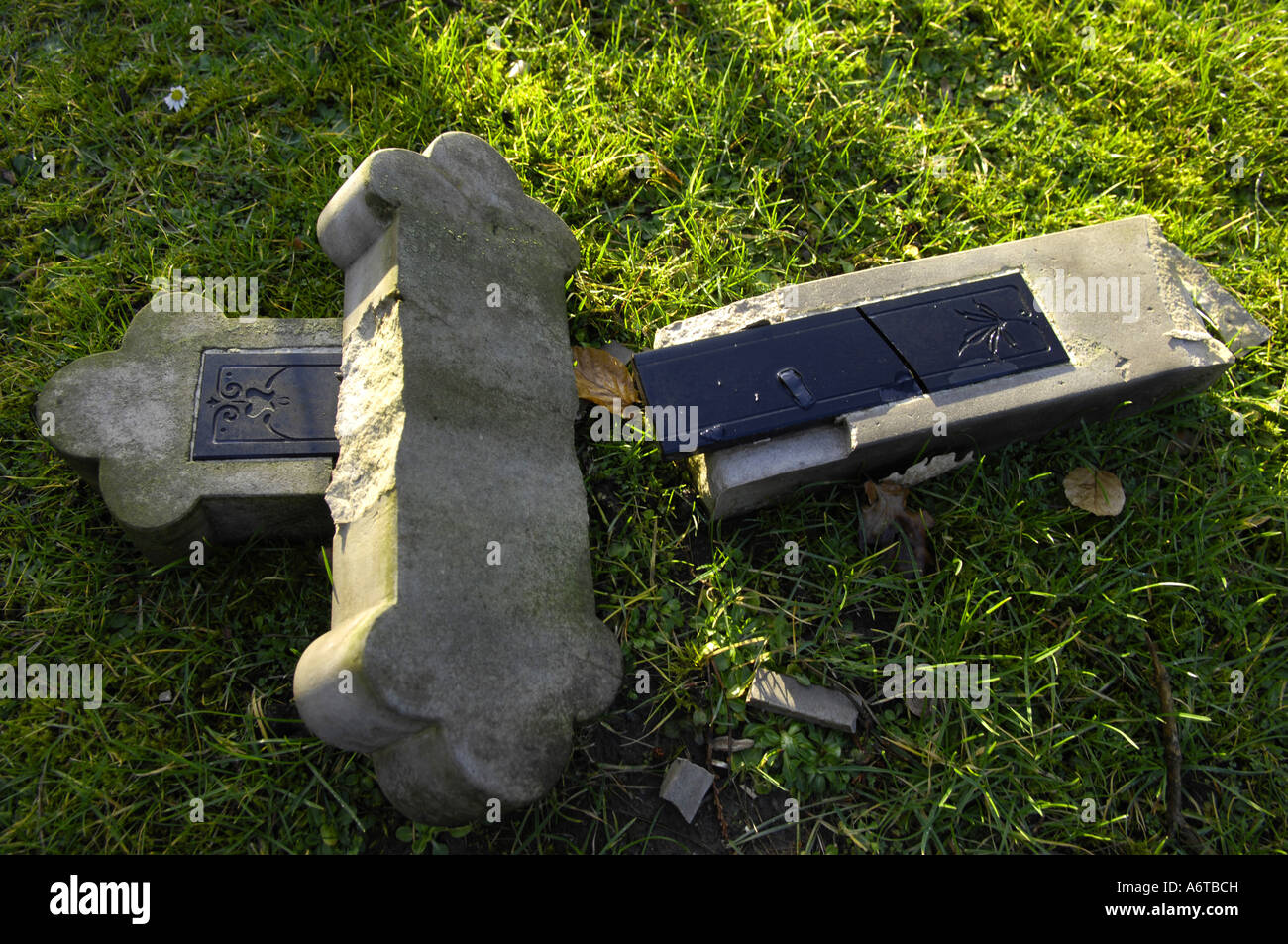 broken headstone cross cruciform negative unlucky omen ominous the end ...