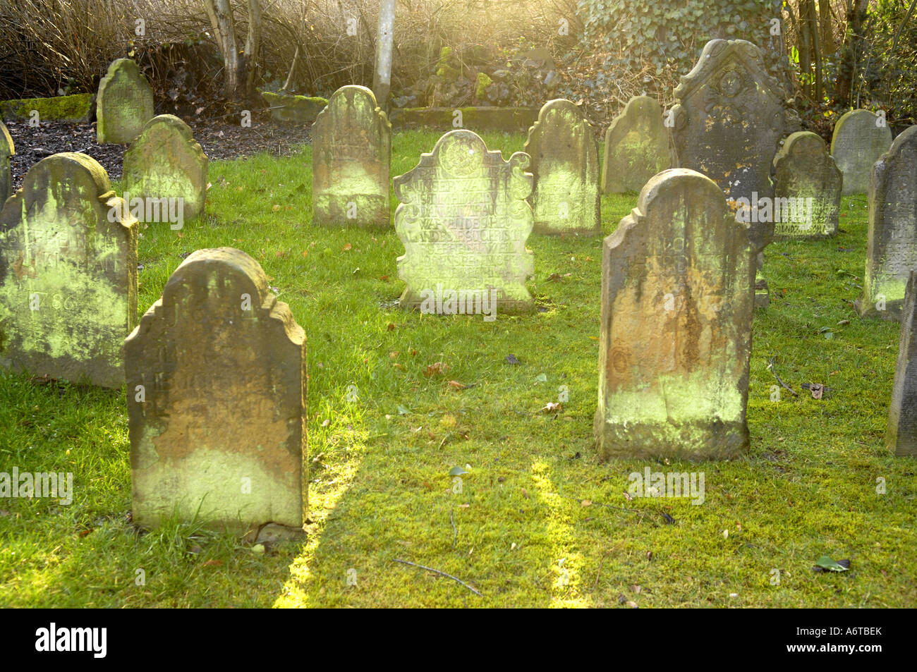 gravestone graveyard cemetery provincial town germany german deutsch ...