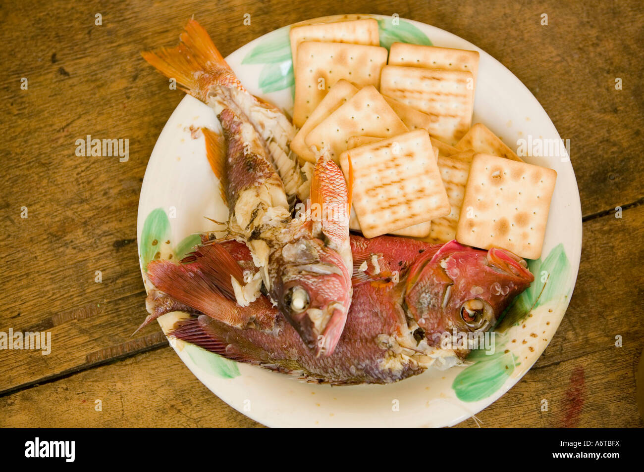 A plate of fish and crackers, lunch on funafuti, Tuvalu Stock Photo - Alamy