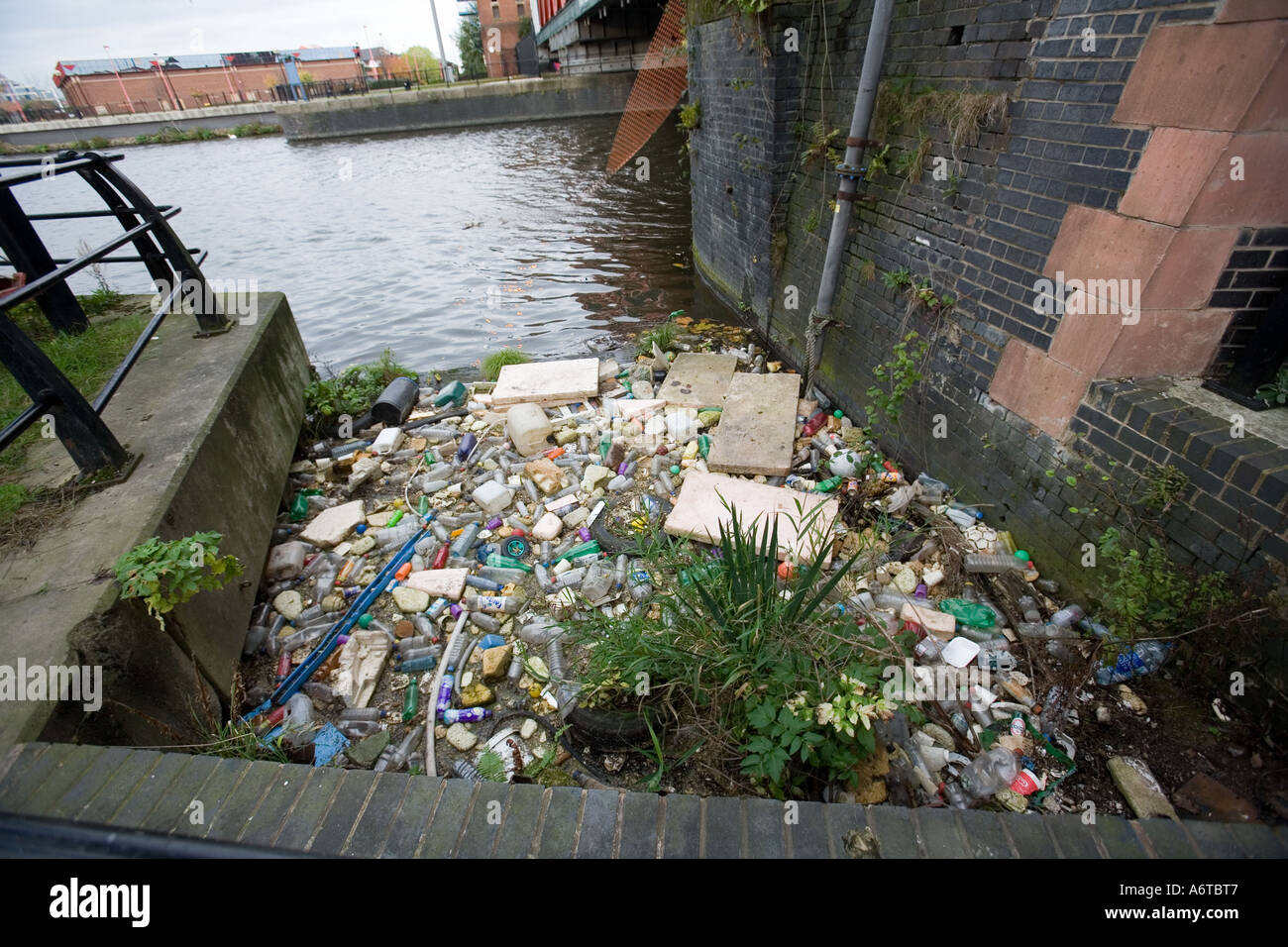 Plastic bottles containers and other rubbish thrown into the canals are ...