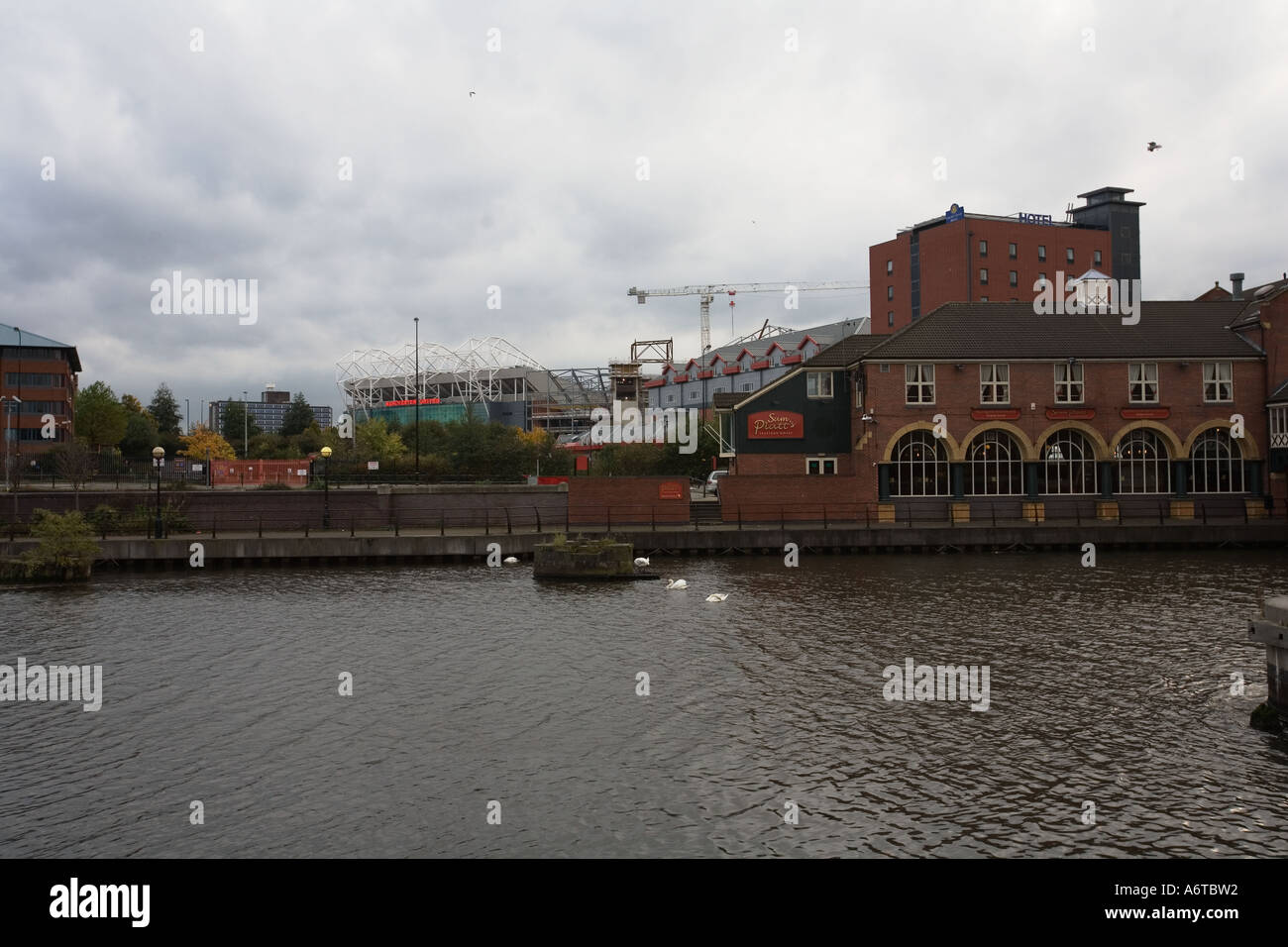 Overlooking Trafford Park and Old Trafford football stadium from the ...