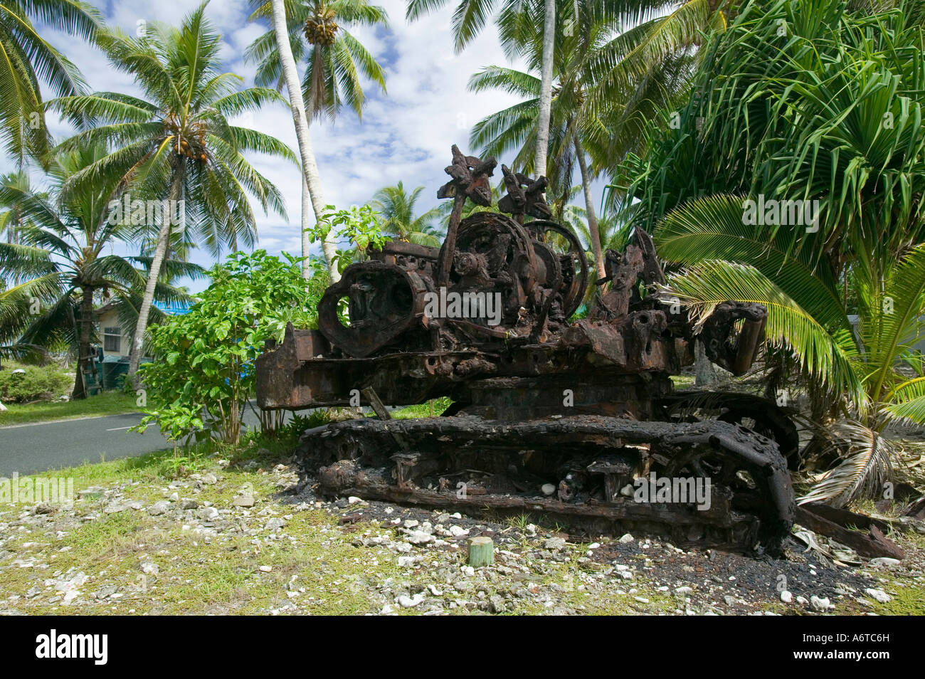 An American tank left after the 2nd world war on Funafuti, Tuvalu Stock ...