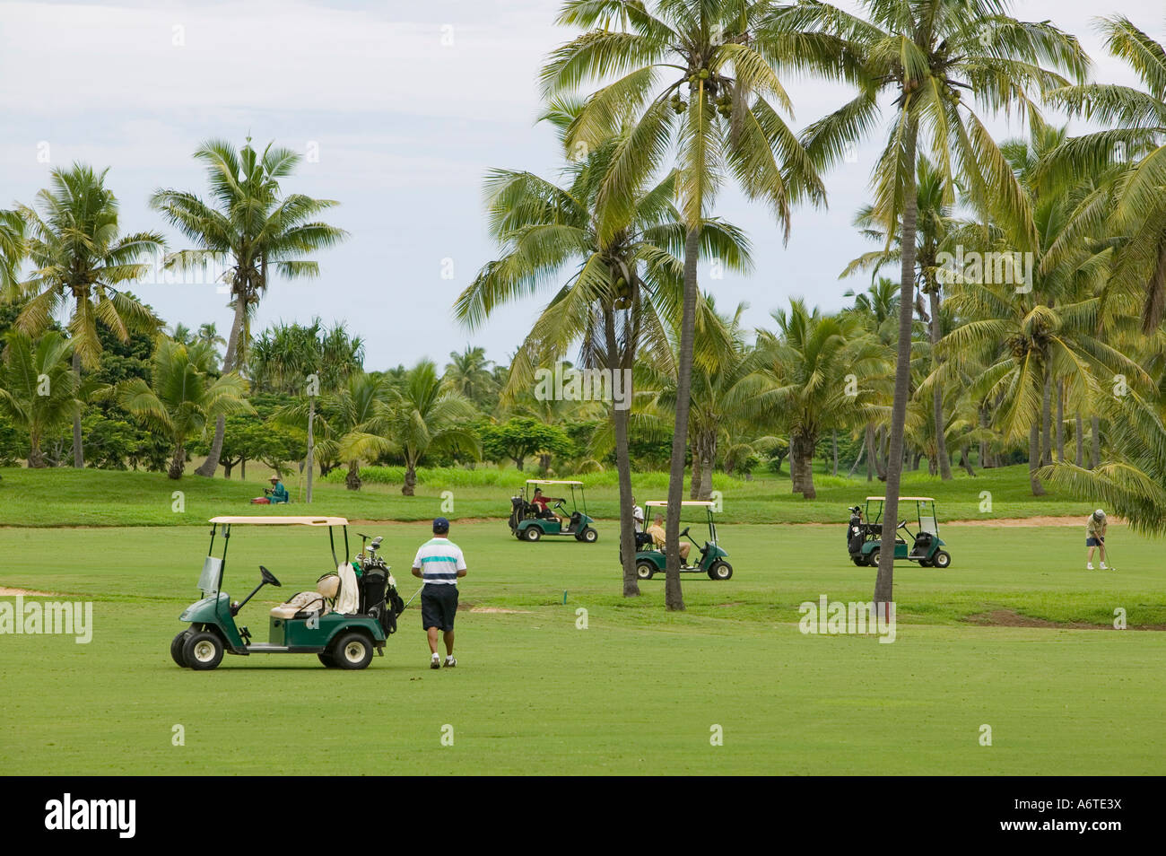 A golf course on an exlusive holiday resort property in Fiji near Nadi ...
