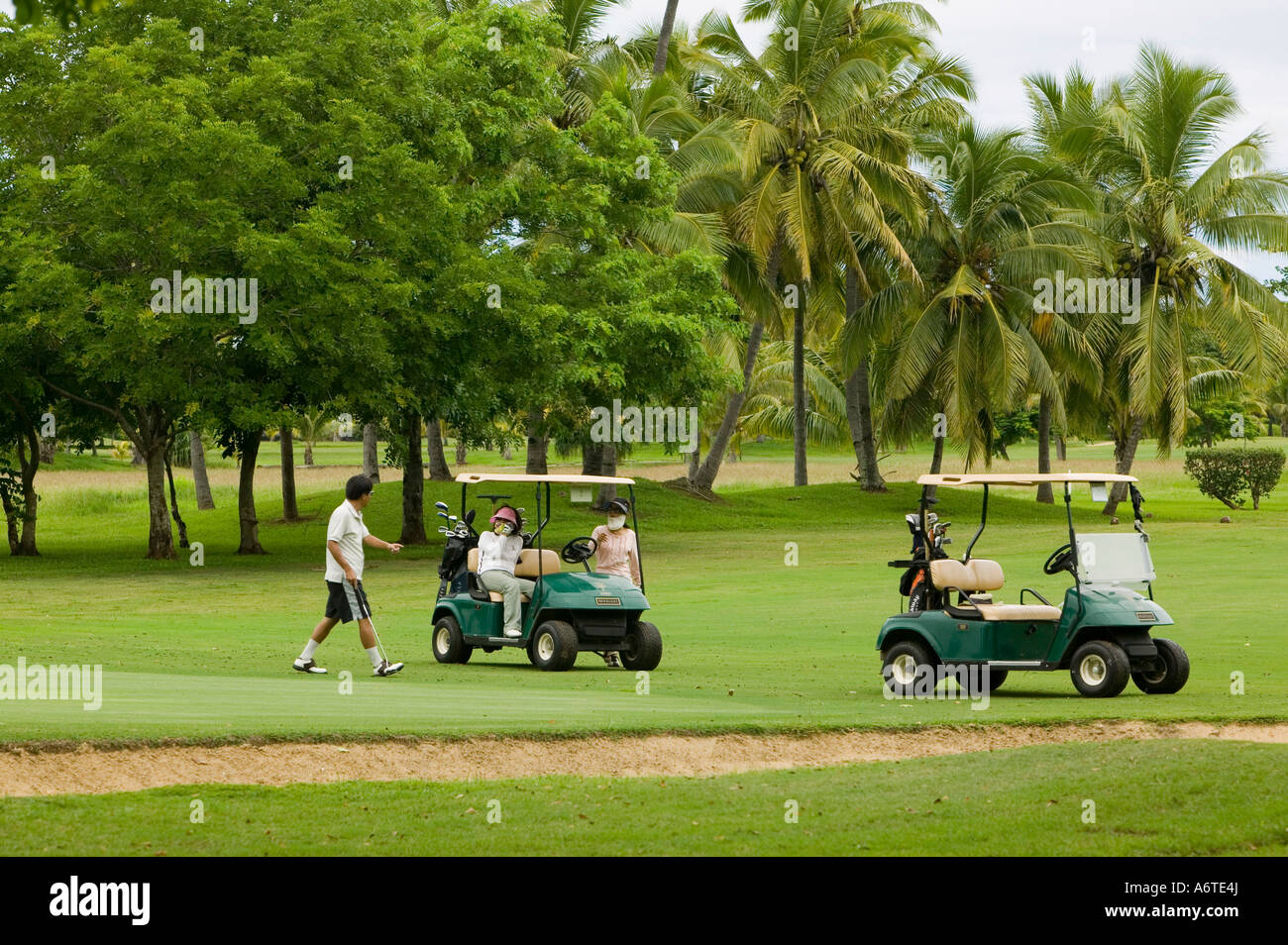 A golf course on an exlusive holiday resort property in Fiji near Nadi ...