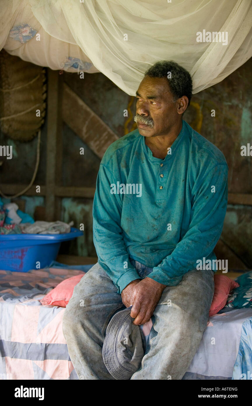 A Fijian man in his hut in Bukaya village, Fijian Highlands Stock Photo ...