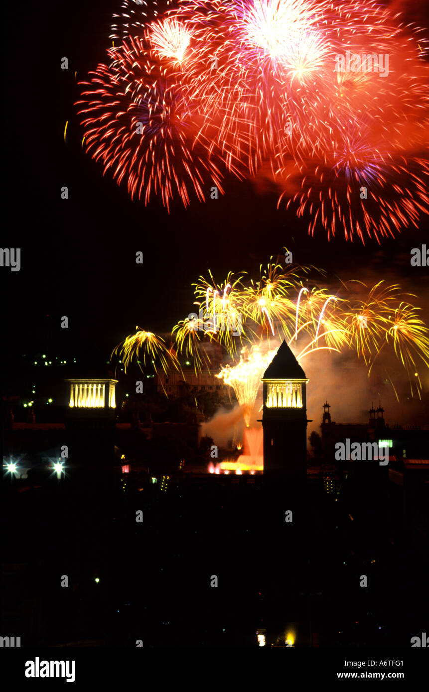 Fireworks during La Merce Festival Barcelona Spain Stock Photo - Alamy