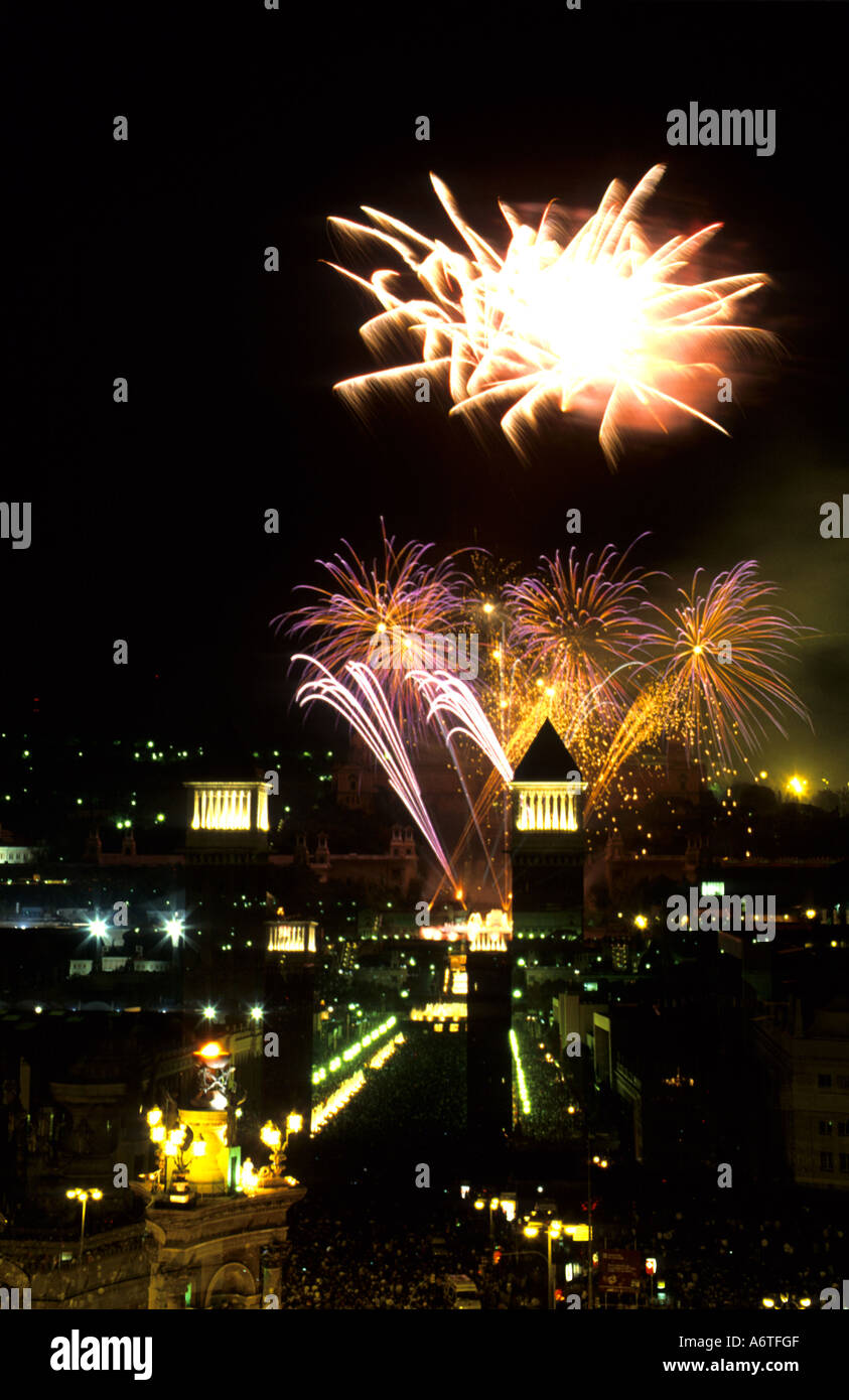 Fireworks during La Merce Festival Barcelona Spain Stock Photo - Alamy
