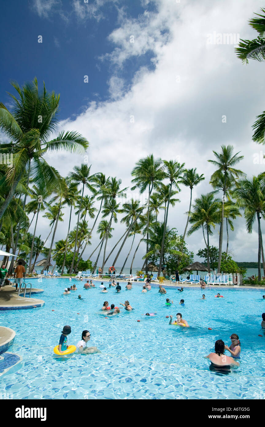 Swimming pool in the holiday resort of Yanuka Island, Fiji Stock Photo ...