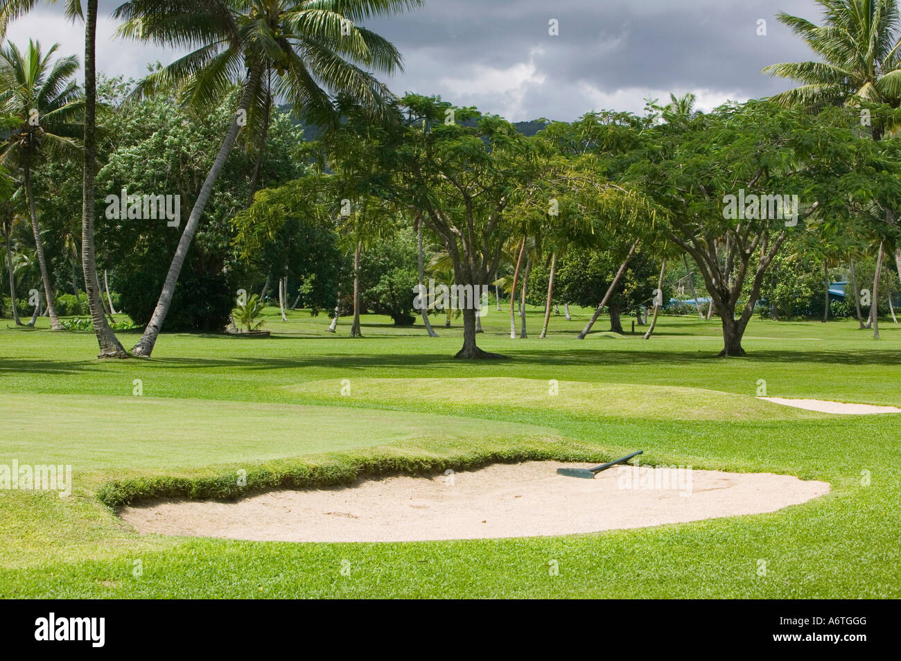 Golf course in the grounds of an exclusive holiday resort on Fiji Stock ...