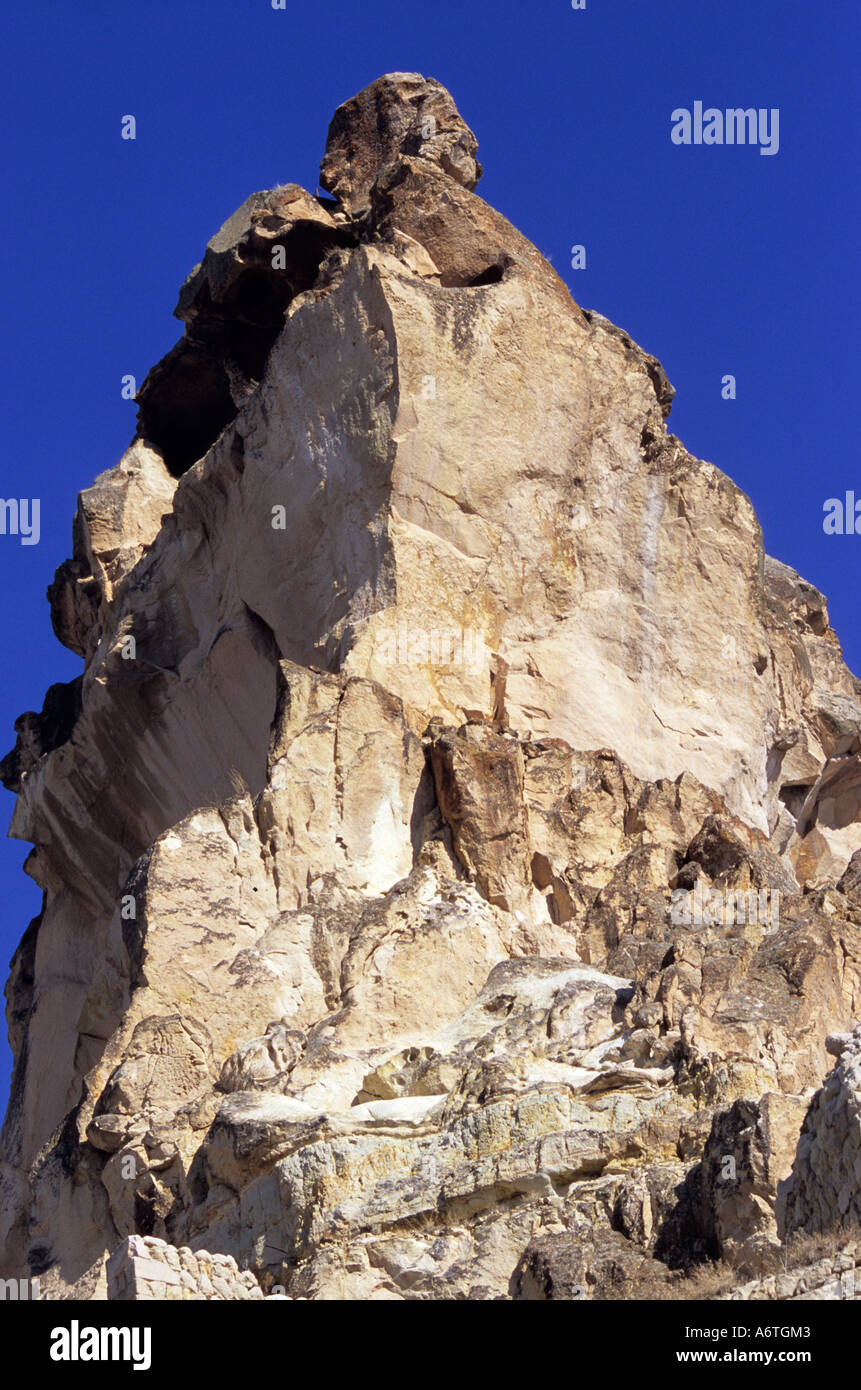 The caved rock where troglodyte population lived, Cappadocia, Turkey ...